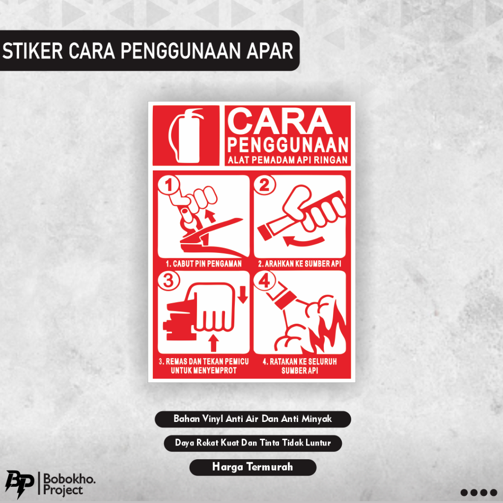 Jual Sign stiker cara menggunakan apar / stiker cara penggunaan apar ...