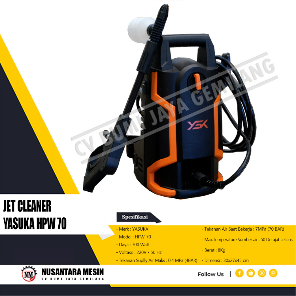 Jual JET CLEANER YASUKA HPW 70P | Shopee Indonesia