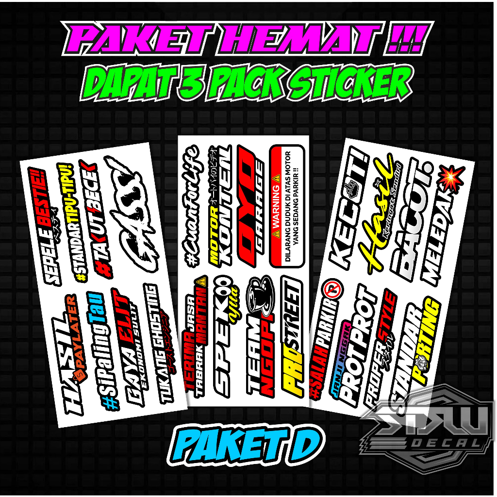 Jual Stiker Kata Kata Sticker Racing Stiker Motor ( PAKET HEMAT 3 PACK ...