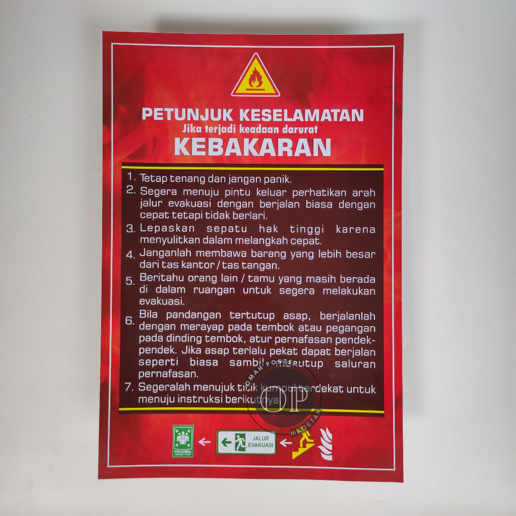 Jual Poster Petunjuk Keselamatan Kebakaran - Poster K3 - Safety First ...
