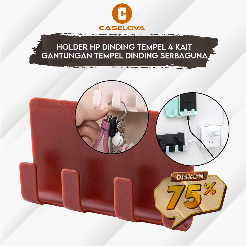 Jual Holder HP Dinding Tempel 4 Kait / Gantungan Tempel Dinding ...