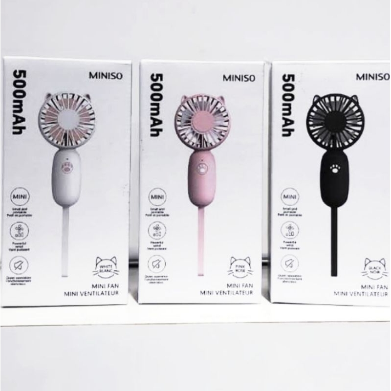 Jual MINISO 500 MAH HANDHELD MINI FAN / KIPAS ANGIN KECIL RECHARGEABLE ...
