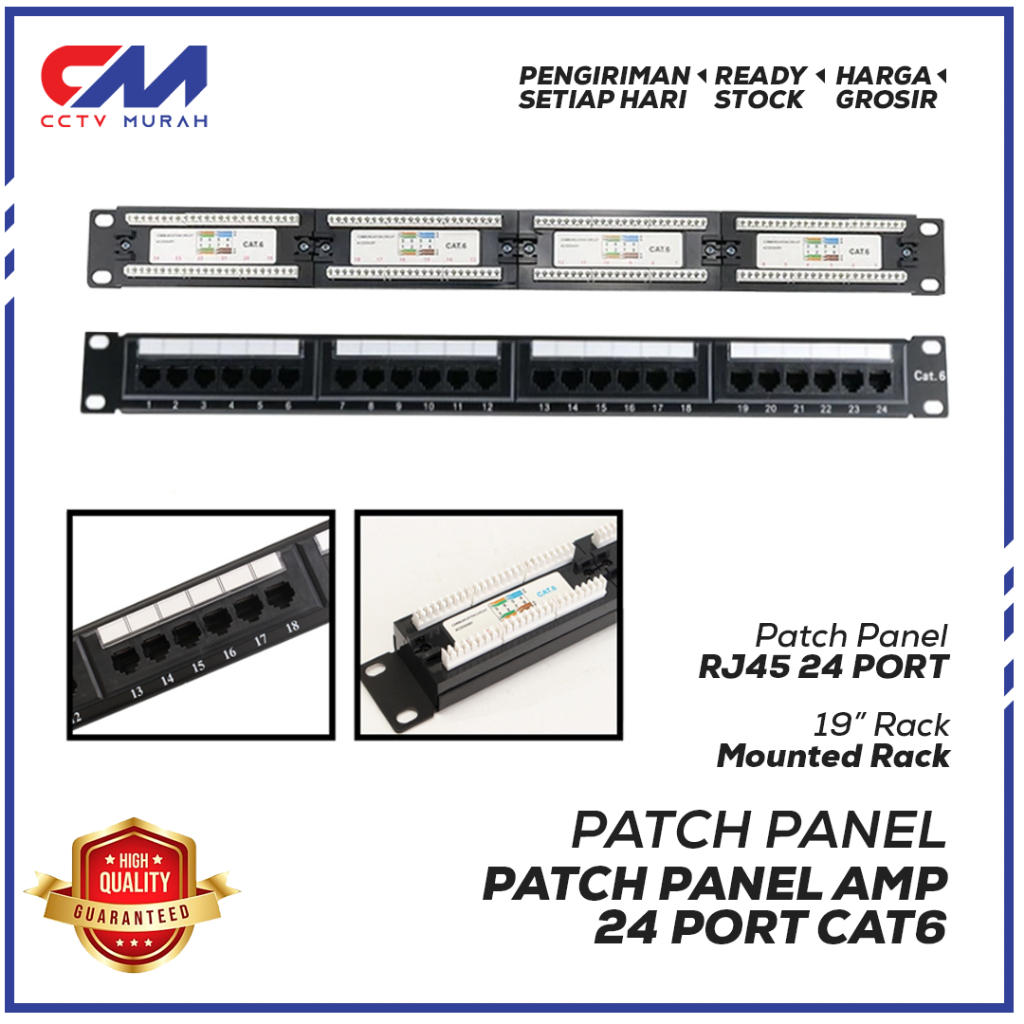 Jual Patch Panel 24 Port AMP RJ45 CAT6/Rack Mounted Patch Panel 24 Port CAT6 | Shopee Indonesia