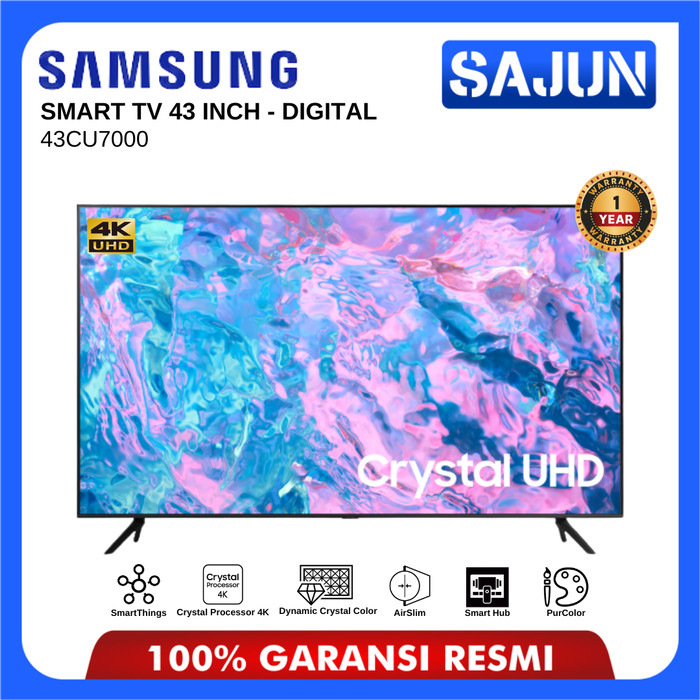 Jual Samsung 43CU7000 Crystal 4K UHD SMART TV 43 Inch UA43CU7000KXXD | Shopee Indonesia