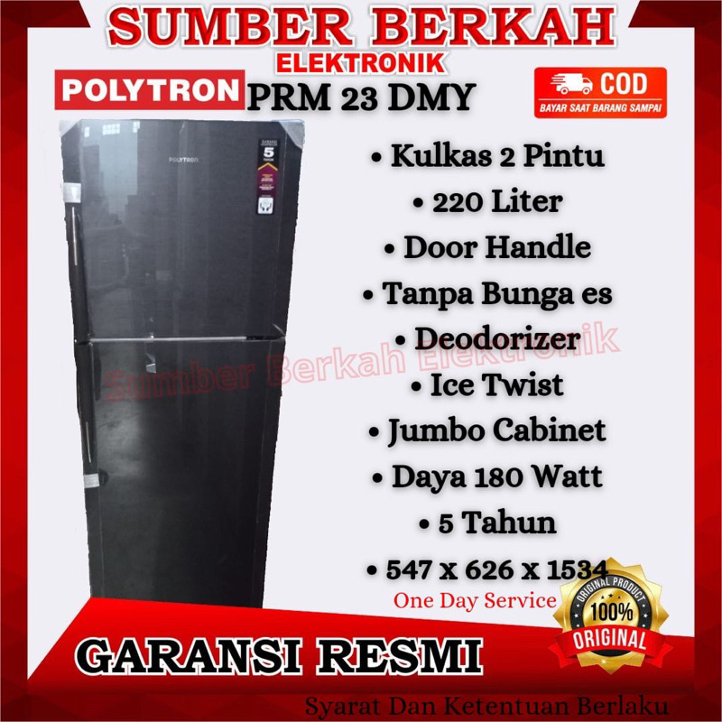 Jual kulkas Polytron 2 pintu 220 liter garansi resmi tanpa bunga es PRM ...