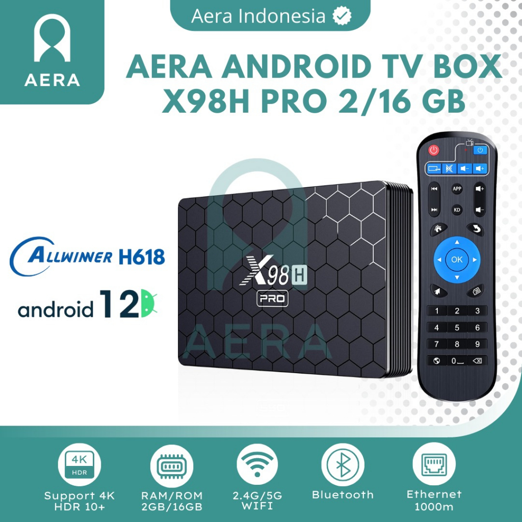 Jual Tv Box Android X98H Pro Ram 2 Rom 16 Android 12 4K | Android Tv Box X98H Pro Bluetooth ...