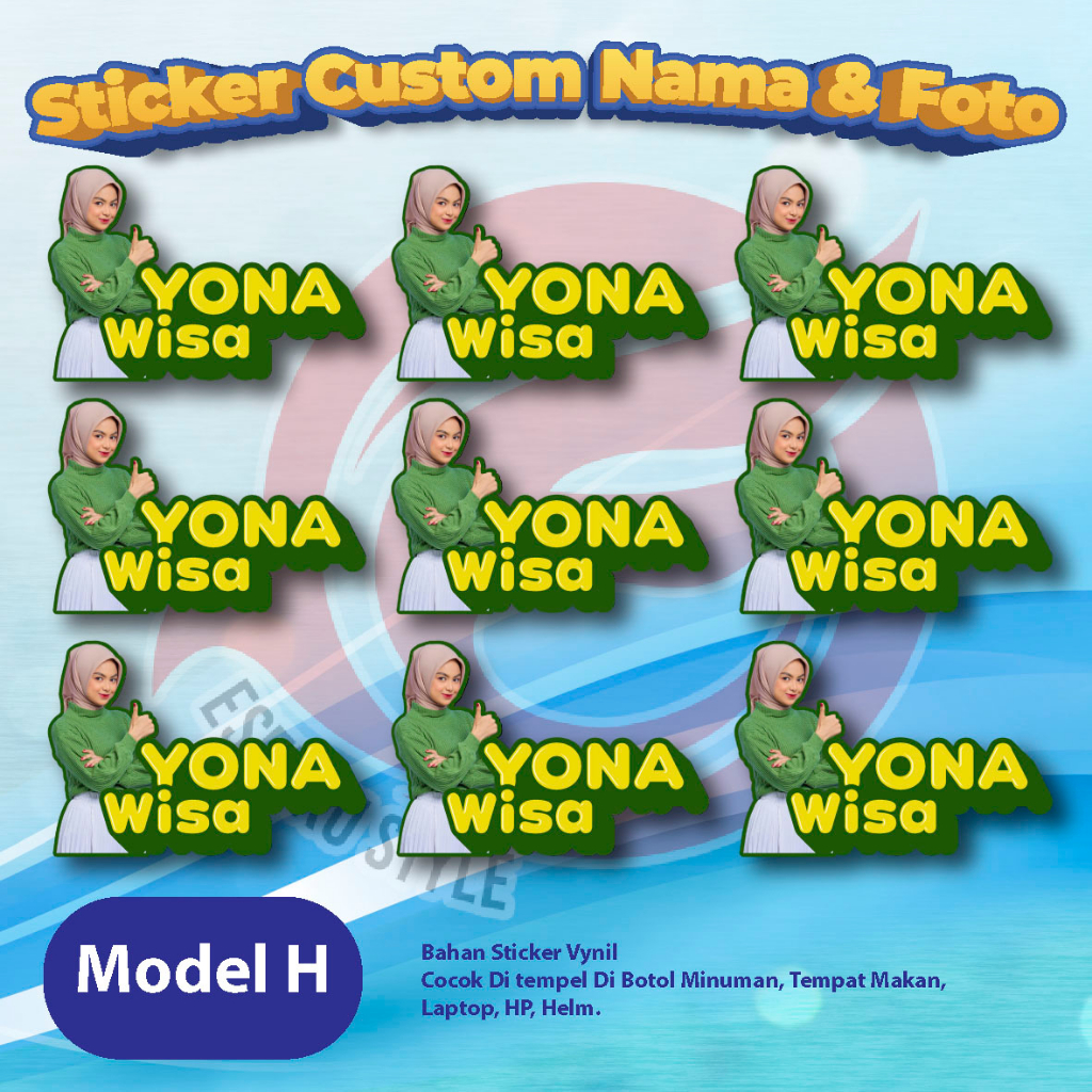 Jual Sticker Custom Foto dan Nama (Per Pack isi 21 Pcs ukuran 9x6 cm ...