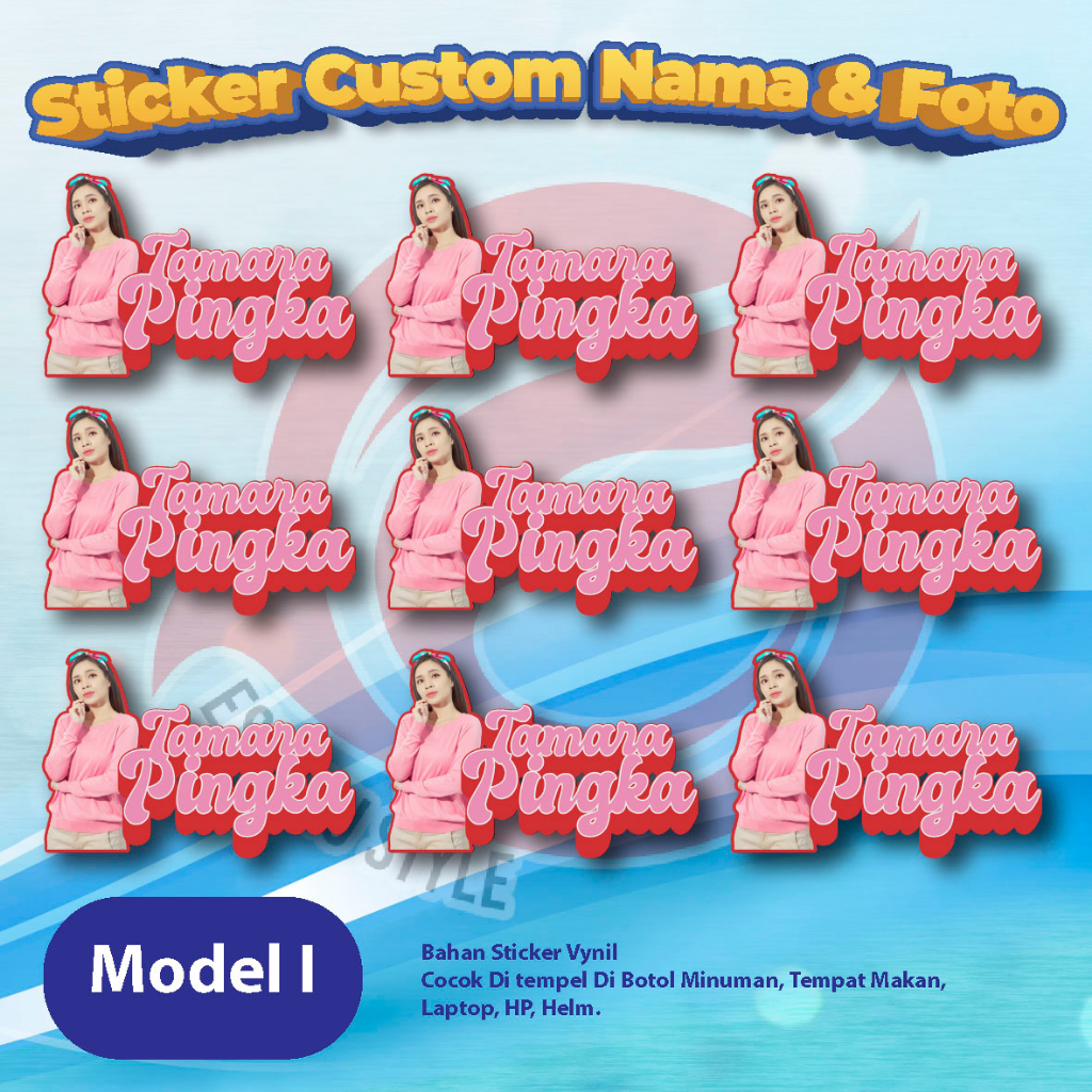 Jual Sticker Custom Foto dan Nama (Per Pack isi 21 Pcs ukuran 9x6 cm ...