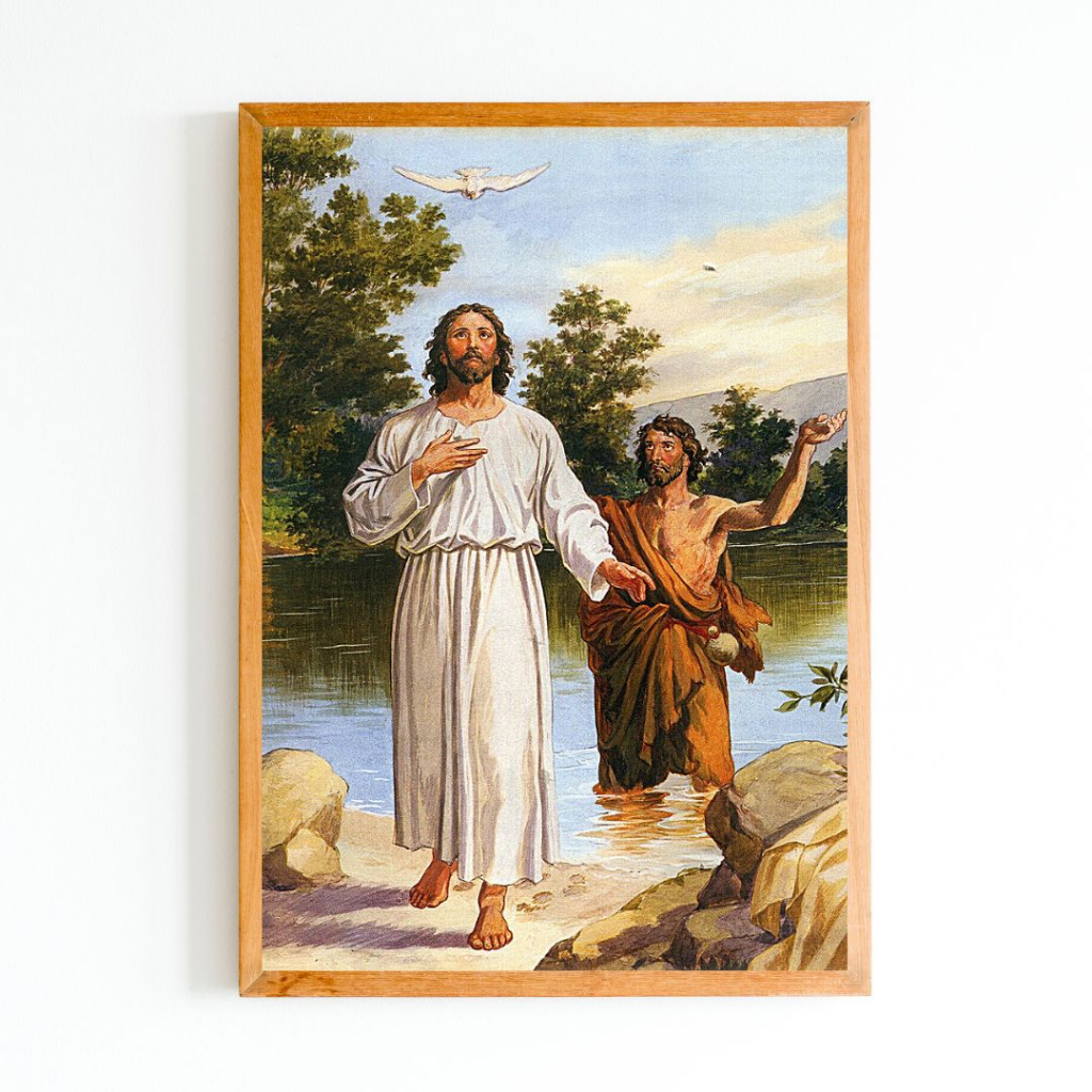 Jual Poster Gambar Baptis Yesus Pajangan Dinding Katolik Plus Bingkai ...