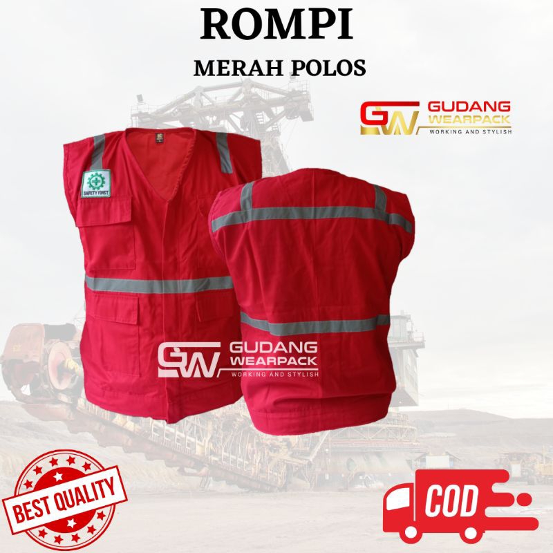 Jual Bagus Uniform - Rompi Proyek Seragam Kerja Warna Merah Polos ...