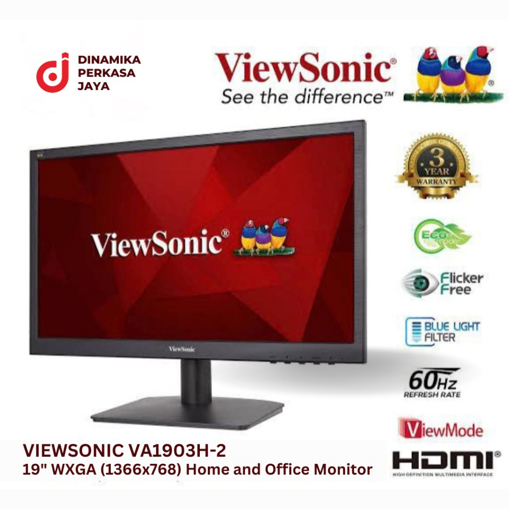 Jual Monitor Viewsonic LED 19" VA1903H-2 HDMI Kabel | Shopee Indonesia
