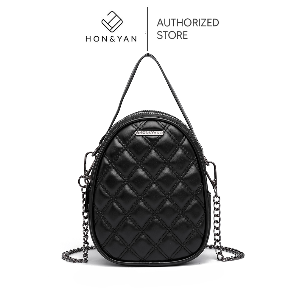 Jual HON&YAN-Tas Wanita 3 Zip Oval Bulat Mini Sling Bag Import Terbaru ...