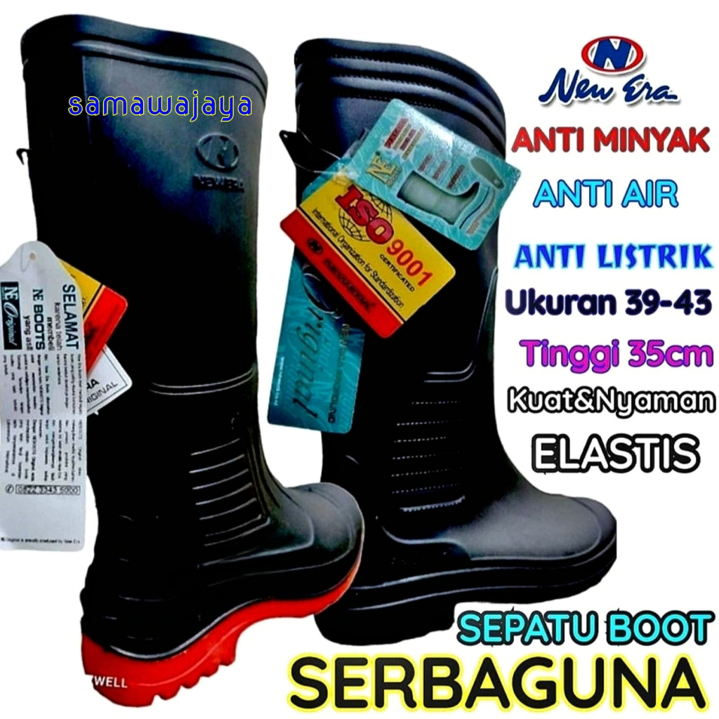 Jual Sepatu Boot Safety Boots Tinggi 35cm New Era Anti Air Anti Minyak ...