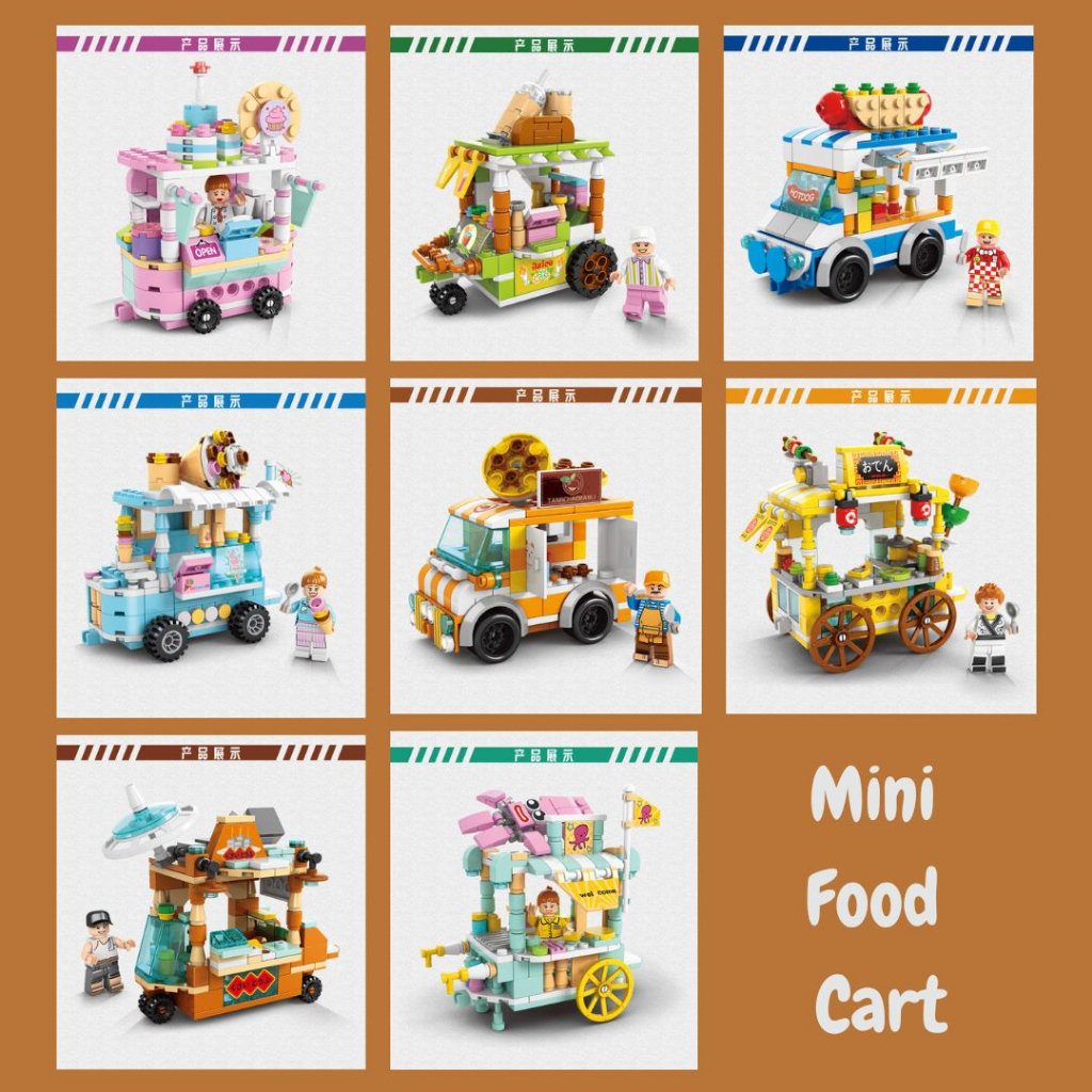 Jual MINI FOOD CART Mainan Anak Balok Susun Gerobak Kios Makanan Bricks ...