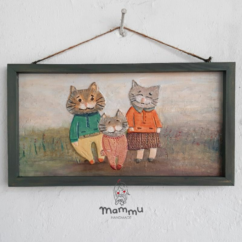 Jual Mammu Handmade Lukisan Kucing Tiga Dimensi Clay Bingkai Foto ...