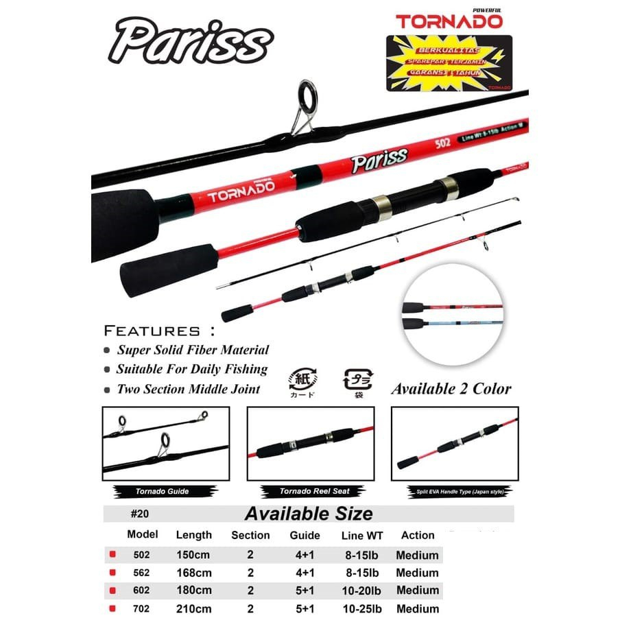 Jual Joran TORNADO Pariss JS 150 / 165 / 180 Joran Japan Style | Shopee ...