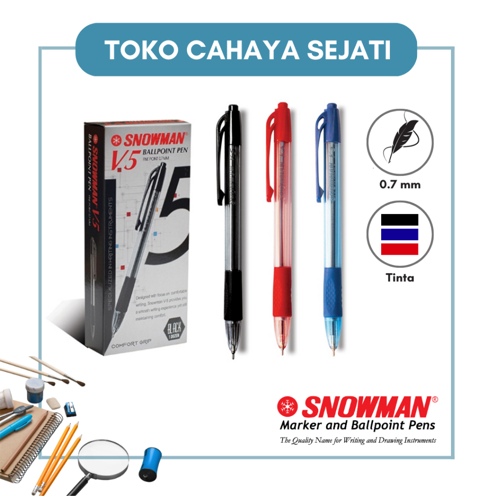 Jual Pulpen / Pen / Pena / Ballpoint - Snowman V5 0.7 mm (1 pcs ...