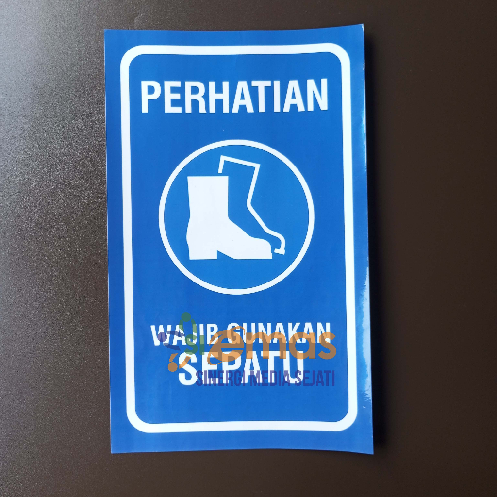 Jual Stiker K3 | Stiker Wajib Gunakan Sepatu | Stiker Keselamatan Kerja ...
