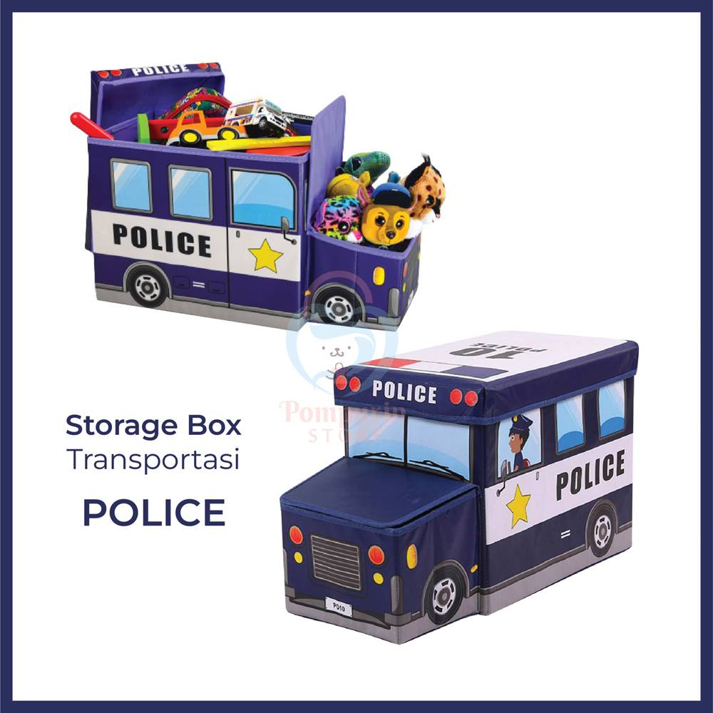Jual Storage Box Kotak Mainan Transportasi (Bus/Police) / Storage Box ...