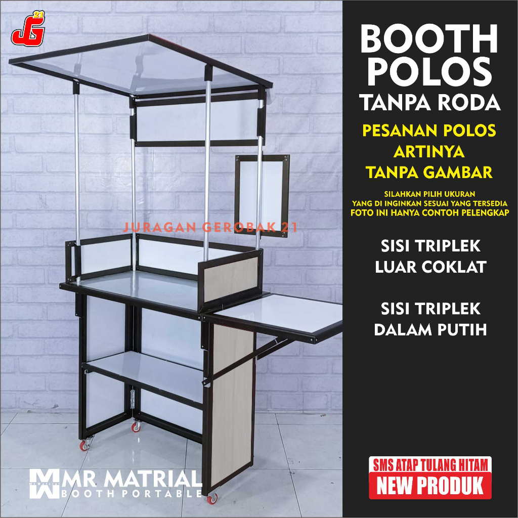 Jual Booth Portable Tulang Hitam Sekat Atap meja Samping Gerobak Lipat ...