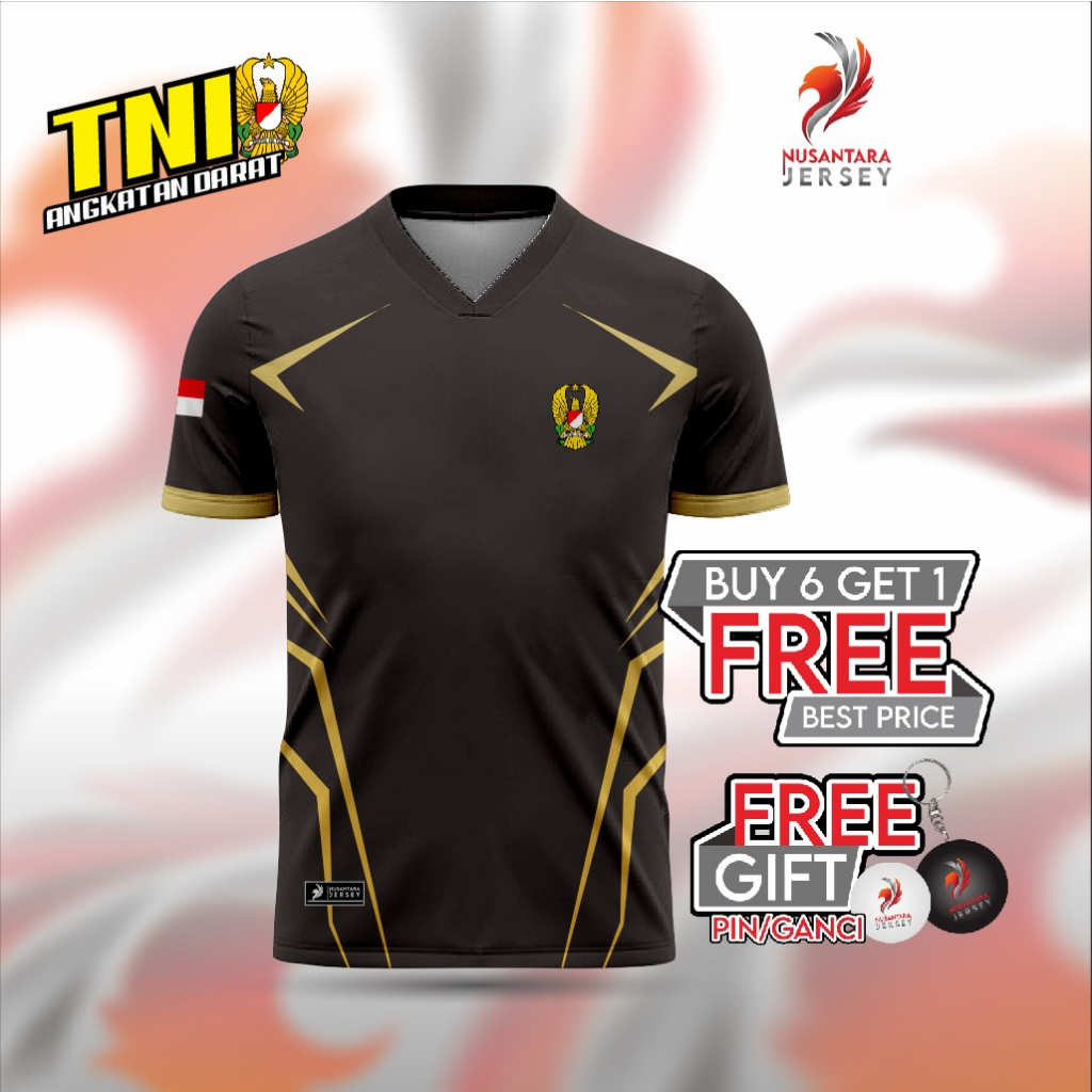 Jual jersey custom full printing TNI 3 Gold Black Pattern | Shopee ...
