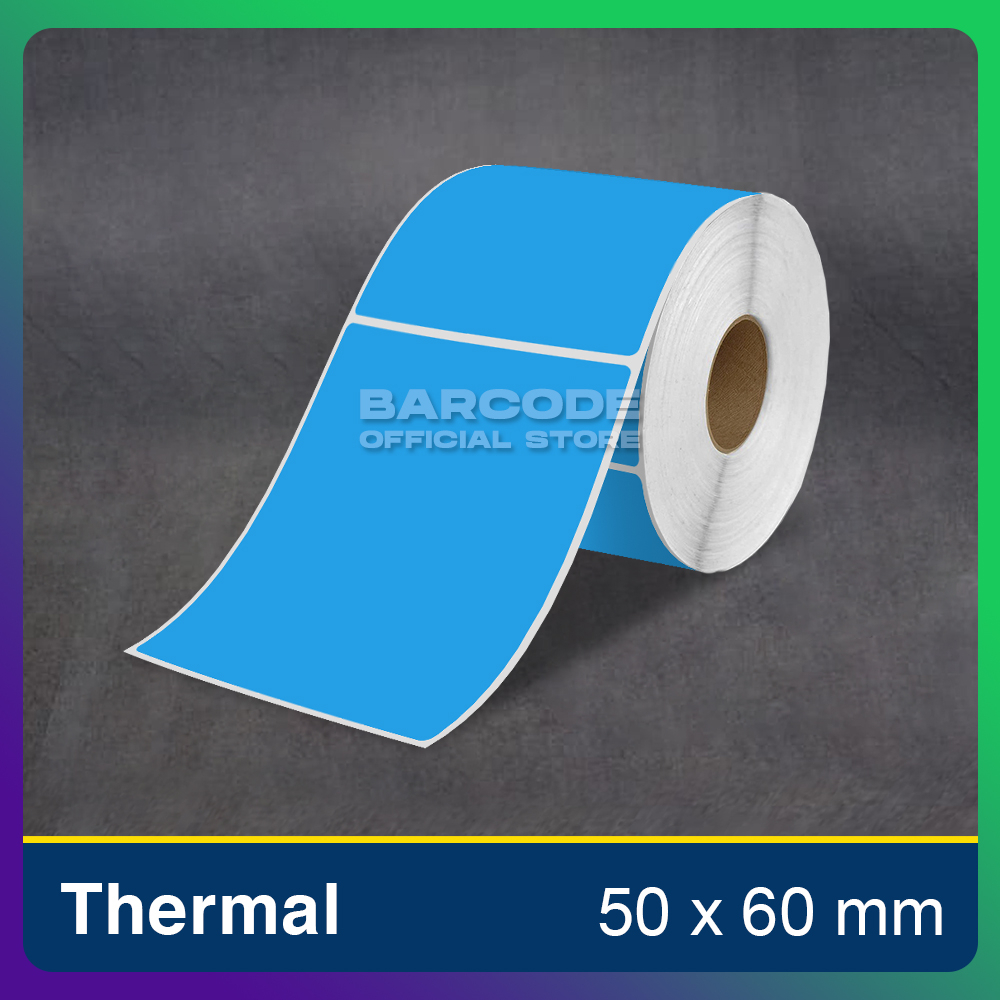 Jual Label Barcode Thermal 50 x 60 Stiker 50x60 mm Warna Biru Isi 500 ...