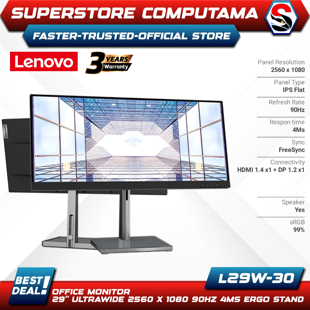 Jual Monitor LED Lenovo L29w-30 29" WFHD IPS HDMI DP 90Hz | Shopee ...