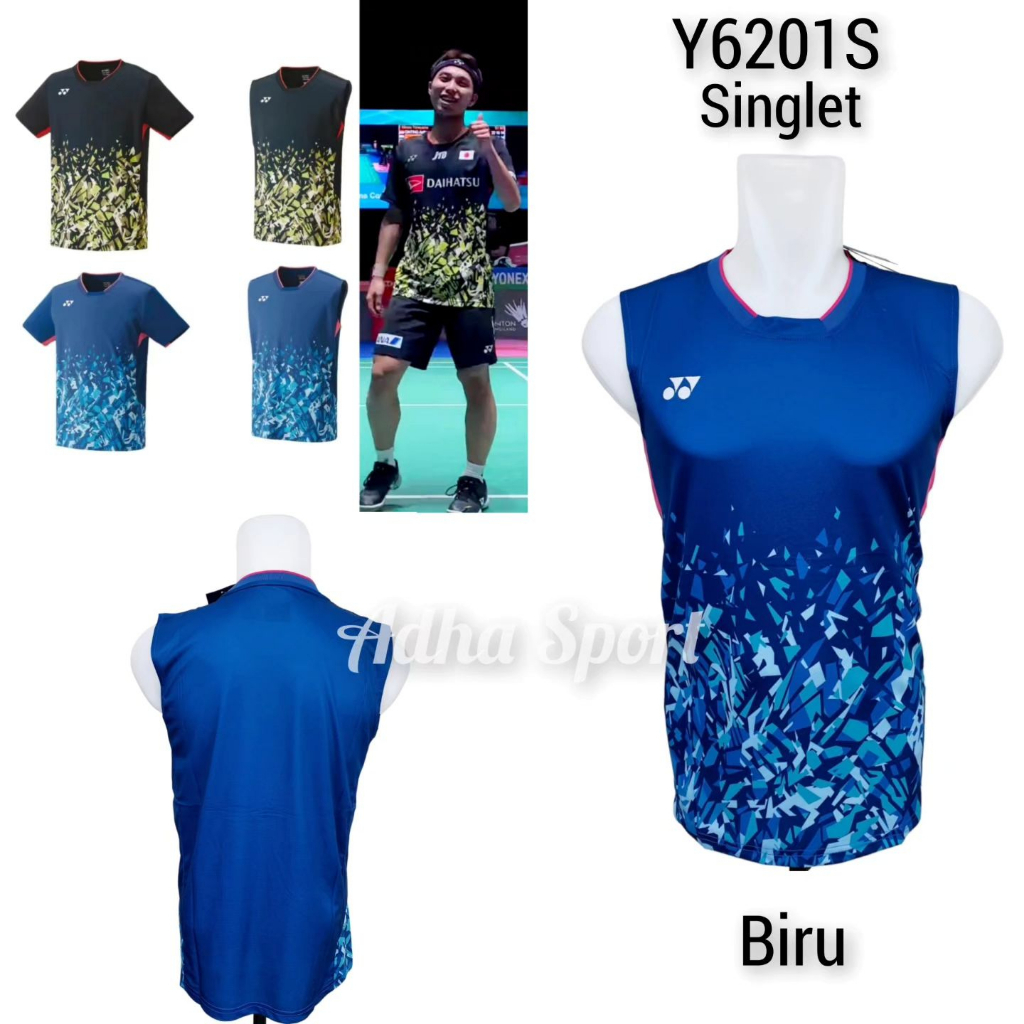 Jual Kaos Badminton Y6201S / Y 6201 Singlet Biru Baju Jersey Bulutangkis Adha Sport Store ...