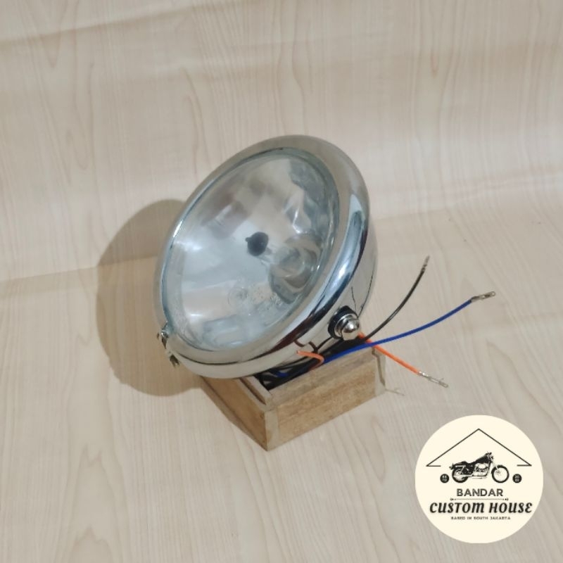 Jual Lampu Depan Custom HD Jute Chrome Kaca Bening / Headlamp Custom ...
