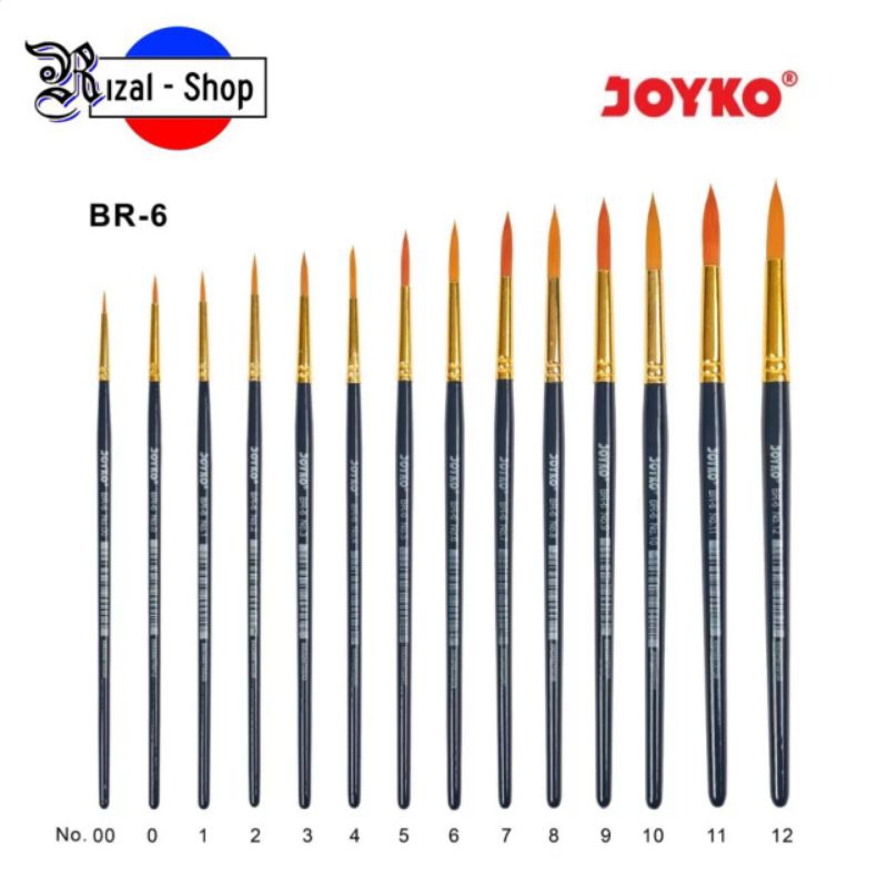 Jual Kuas Lukis Brush Painting Joyko BR-6 Round Runcing Nylon | Shopee ...