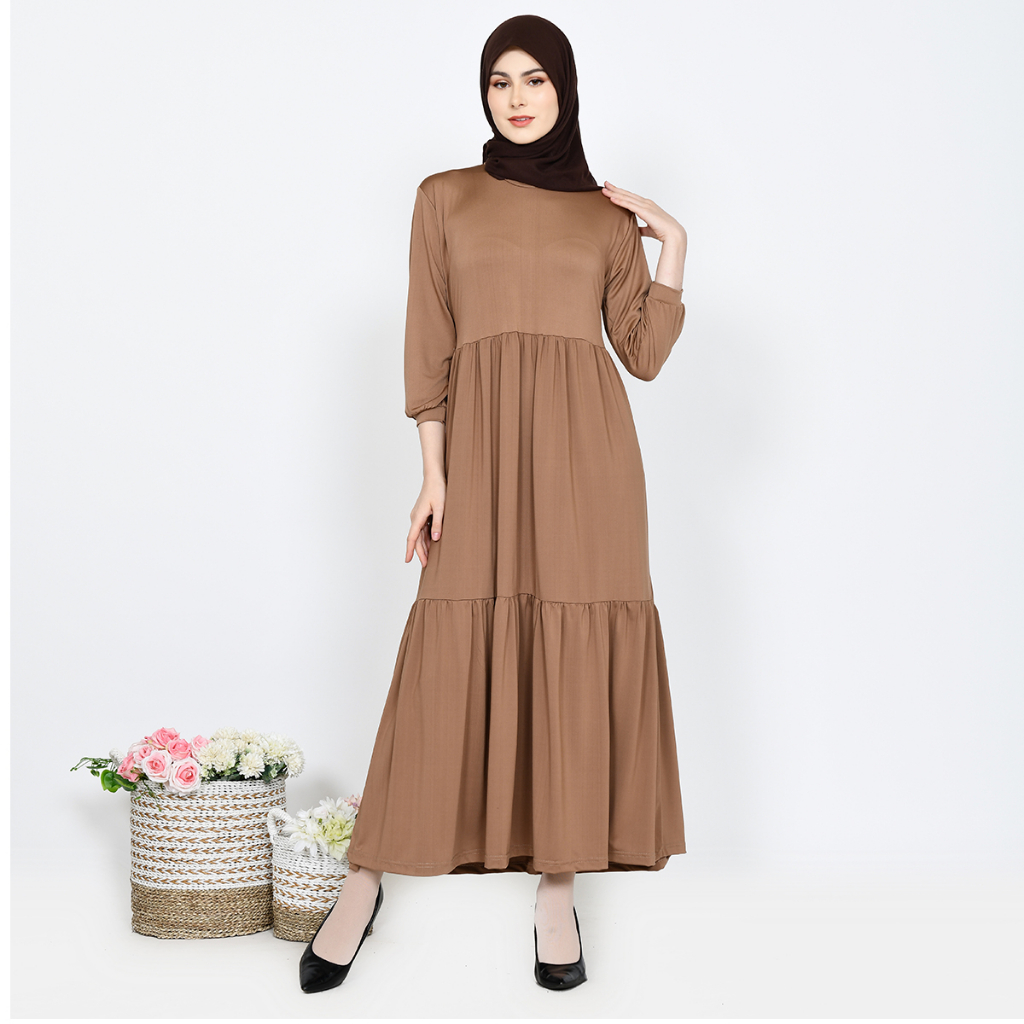 Jual Gamis Polos Wanita Rempel Susun / Gamis Polos Jersey Premium ...