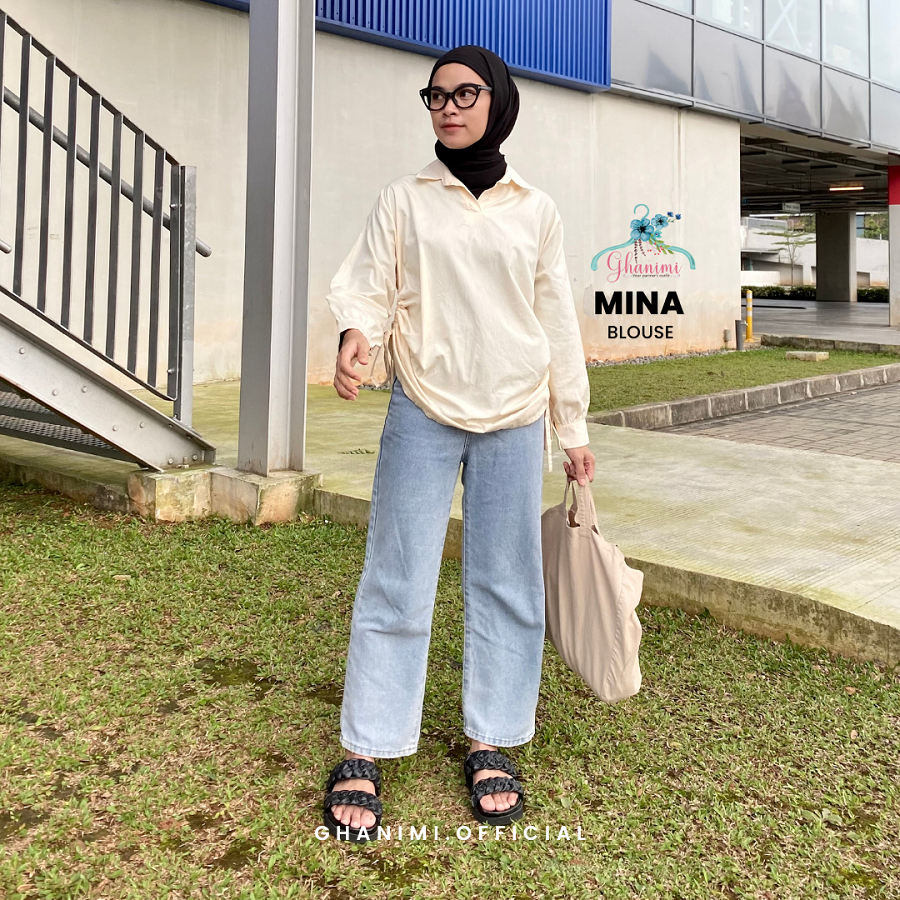 Jual Ghanimi - Mina Blouse / Kemeja Cotton Polos Panjang / kemeja kerja ...