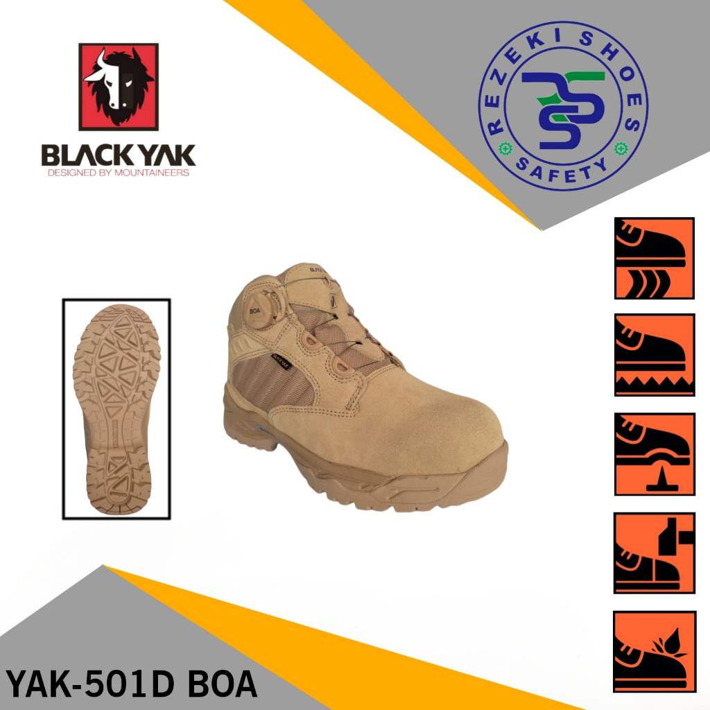 Jual Sepatu Safety Black Yak 501D / 570D BOA Cream - Sepatu Sport ...