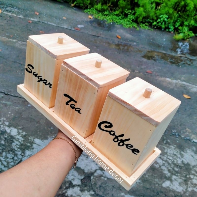 Jual Tempat Gula Teh Kopi Bahan Kayu Aesthethic | Shopee Indonesia