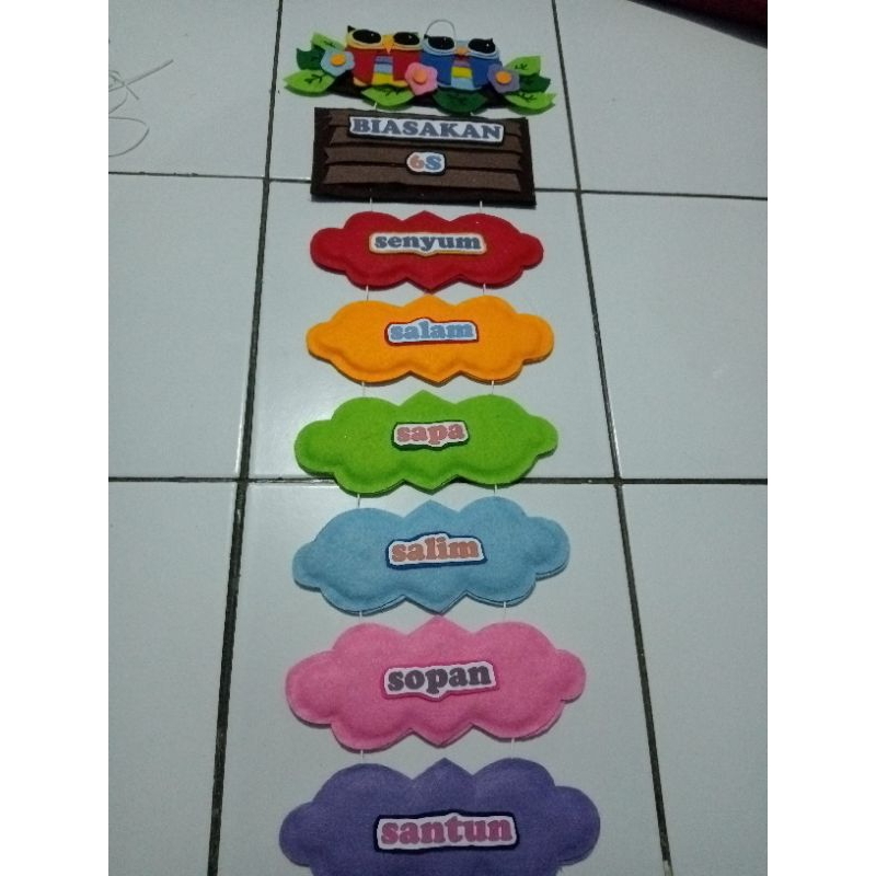 Jual hiasan gantung 6S || prakarya sekolah || hiasan kelas | Shopee Indonesia