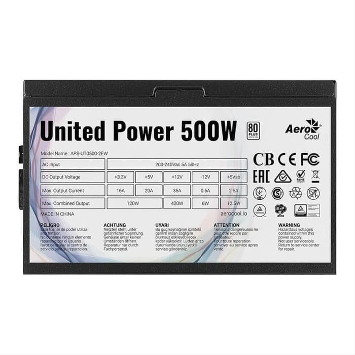 Jual Power Supply AEROCOOL UNITED POWER 500 Watt 80+ White | Shopee ...