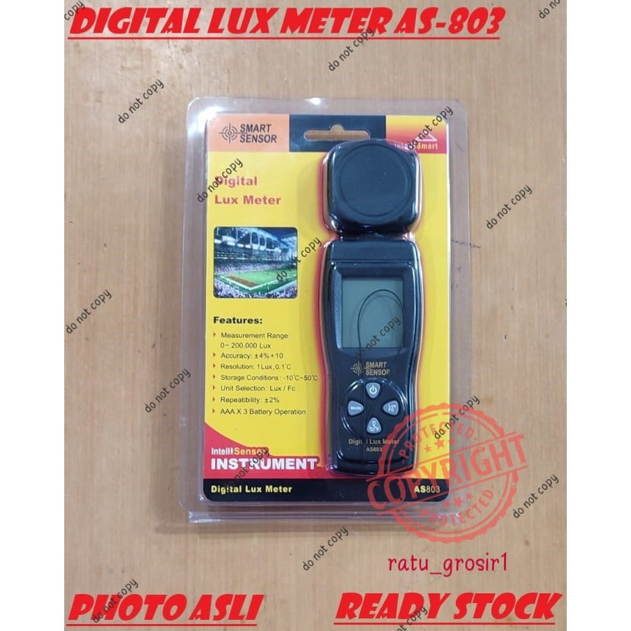 Jual Lux Meter AS803 Smart Sensor Digital Lux Meter Alat Ukur Intensitas Cahaya AS803 | Shopee ...