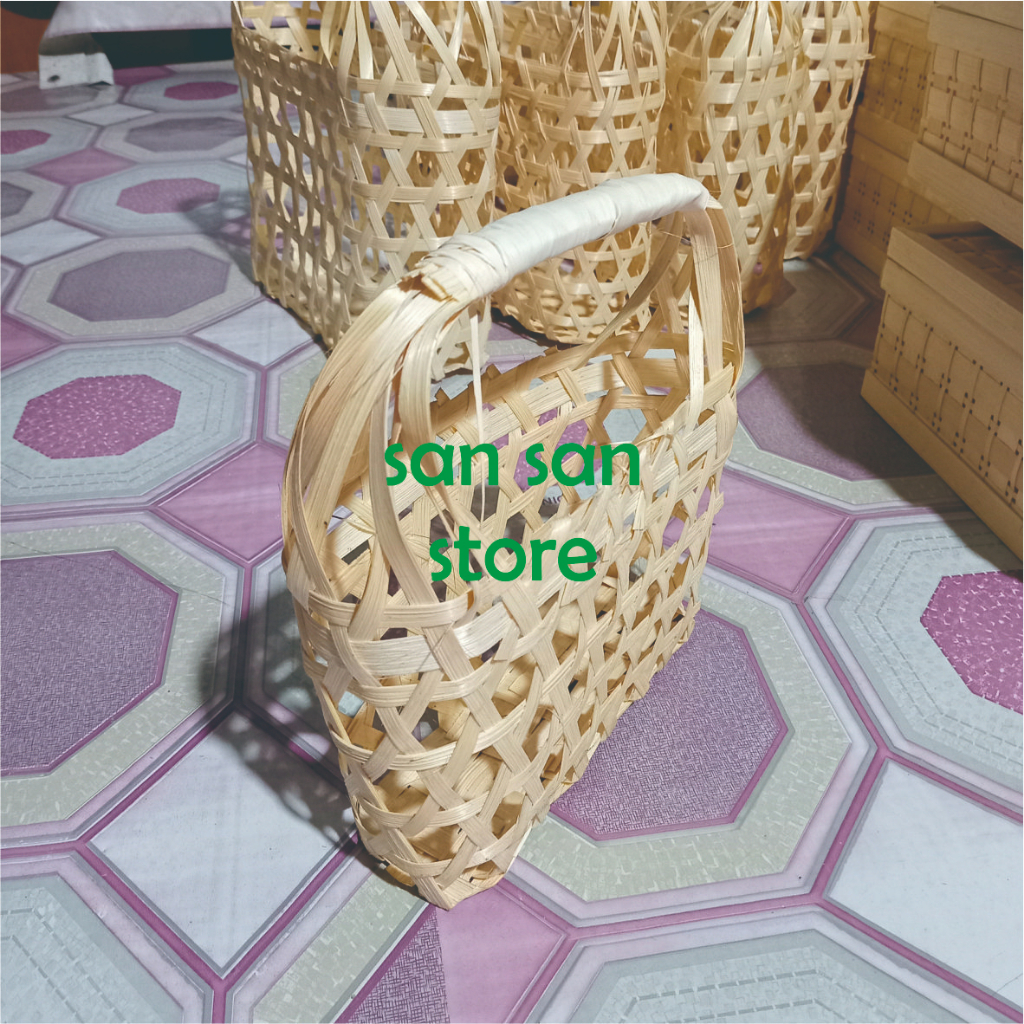 Jual tempat parcel dari bambu bentuk kantong ukuran 20 x 7 x 15 cm ...