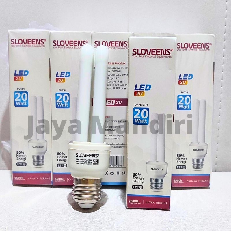 Jual Lampu LED 2U 20Watt 20w E27 Daylight Putih Terang Sloveens Starlux ...
