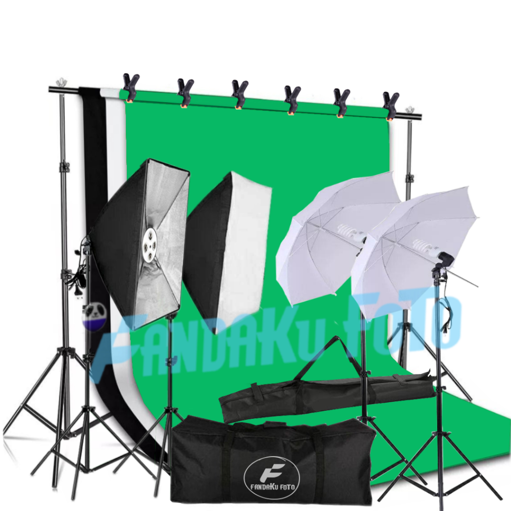 Jual Paket Lighting Studio photo full set lampu softbox 4 socket dengan ...