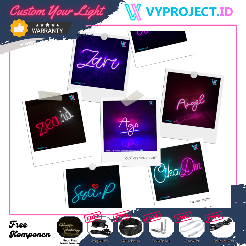 Jual Lampu Hias / Neon Flex Sign Custom 1-3 Huruf / Lampu Hias Custom ...