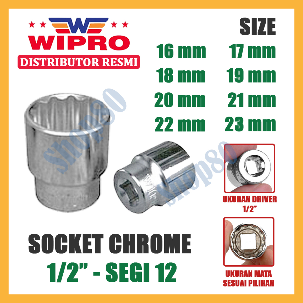 Jual Wipro Mata Kunci Shock Chrome Sok Sock Socket Bintang 1/2 inci ...