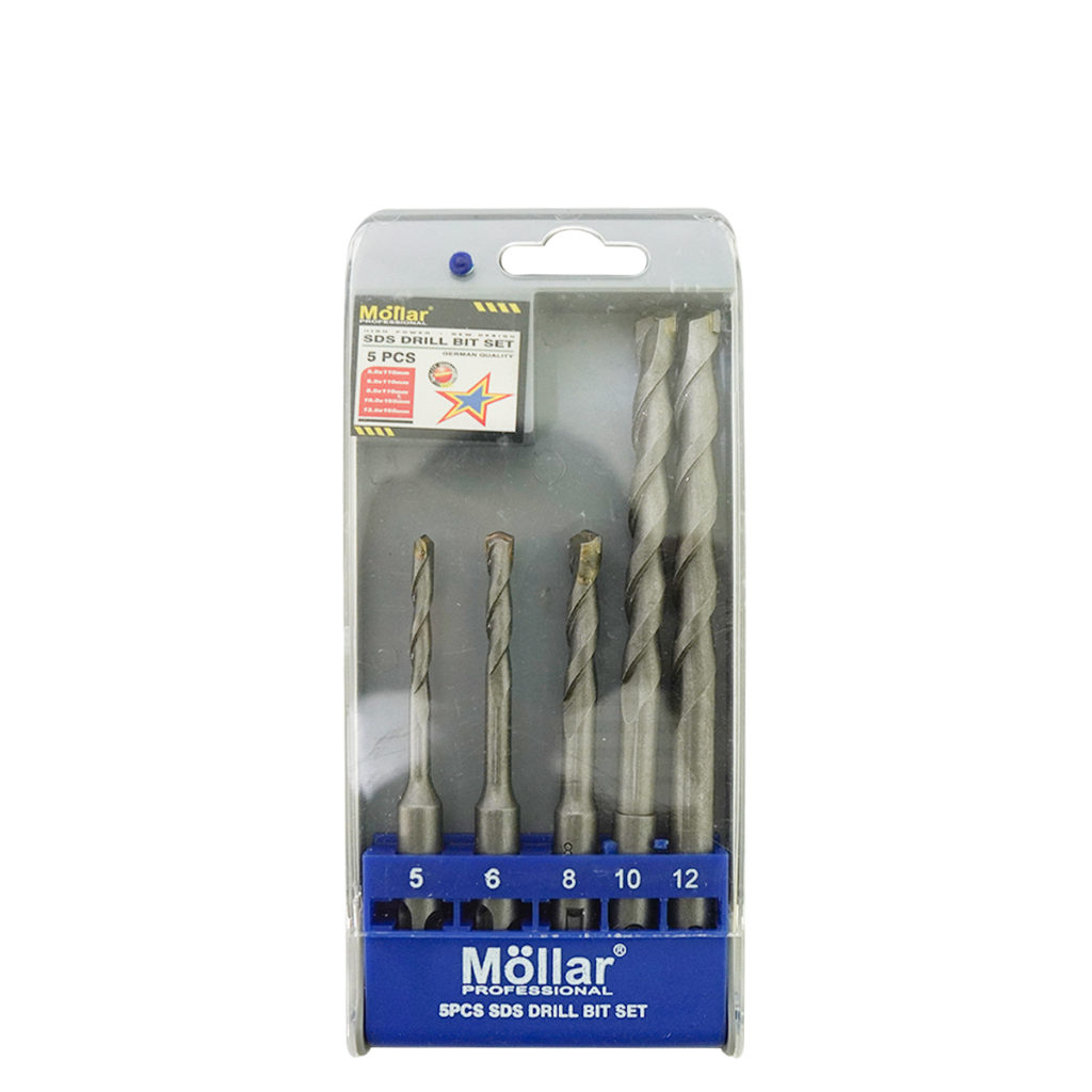 Jual MOLLAR Mata Bor Set 5 pcs SDS Plus Beton Tembok Hammer Drill Bits ...