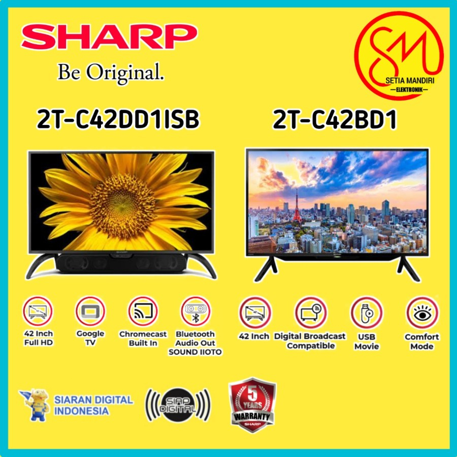 Jual [KARGO]SHARP LED TV 42 Inch 42BD1 FHD DVB-T2 HDMI USB Movie 2T-C42BD1i | Shopee Indonesia