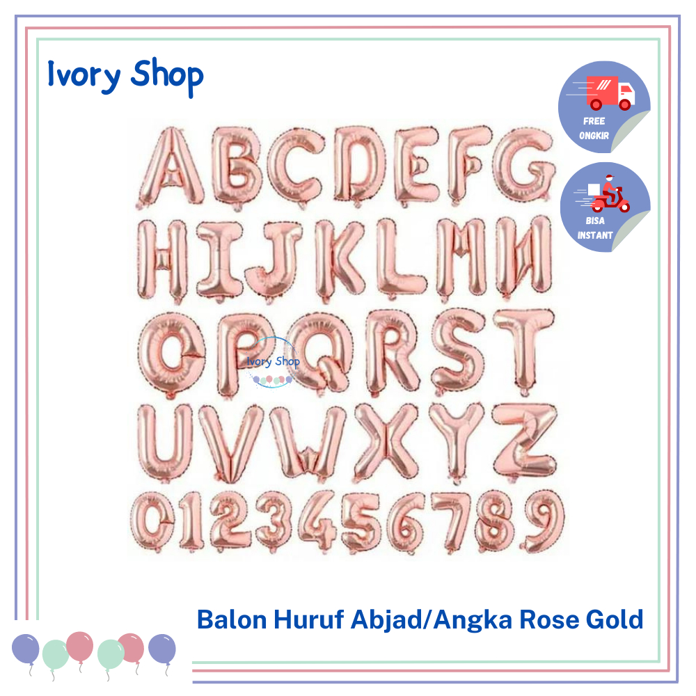 Jual Balon Foil Huruf Abjad Letter Angka Rose Gold | Shopee Indonesia