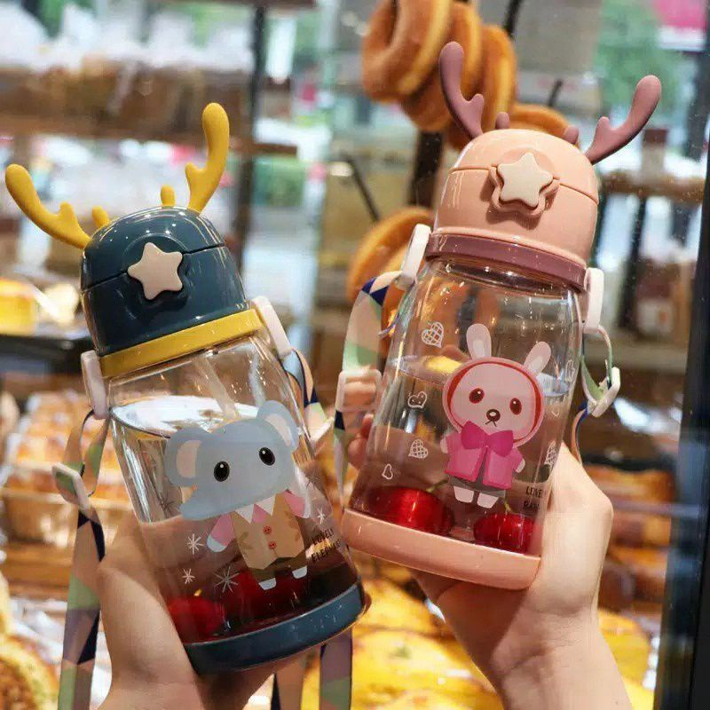 Jual Botol Susu Sedotan + Tali Panjang Botol Minum Sekolah Bayi & Anak Tempat Wadah Air Motif ...