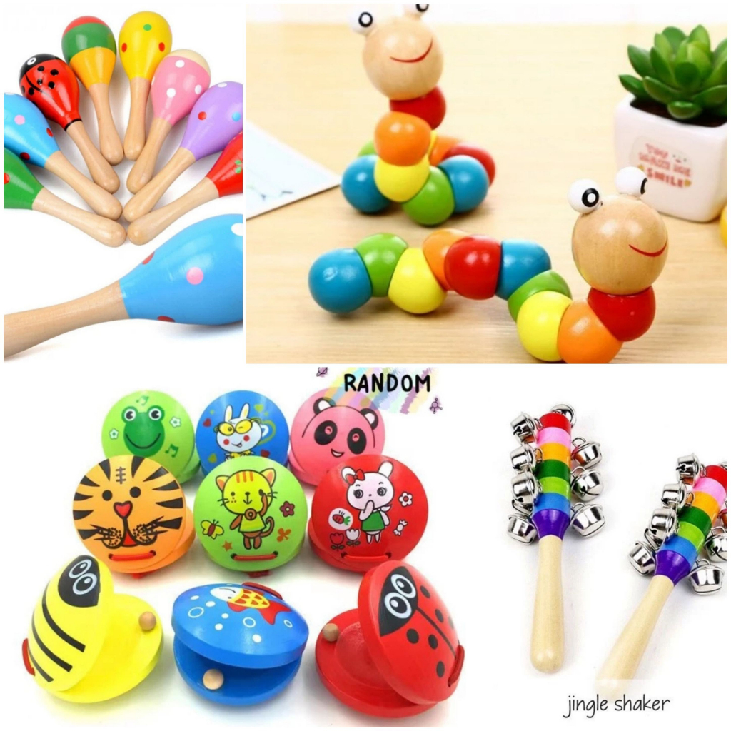 Jual Mainan Anak Basic Kayu Edukasi Sensory Montessori Kerincingan Kayu ...