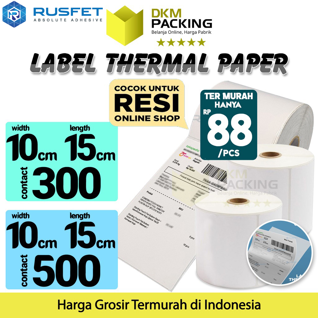 Jual Stiker Label Thermal Paper Sticker Barcode Resi A6 10x15cm ...