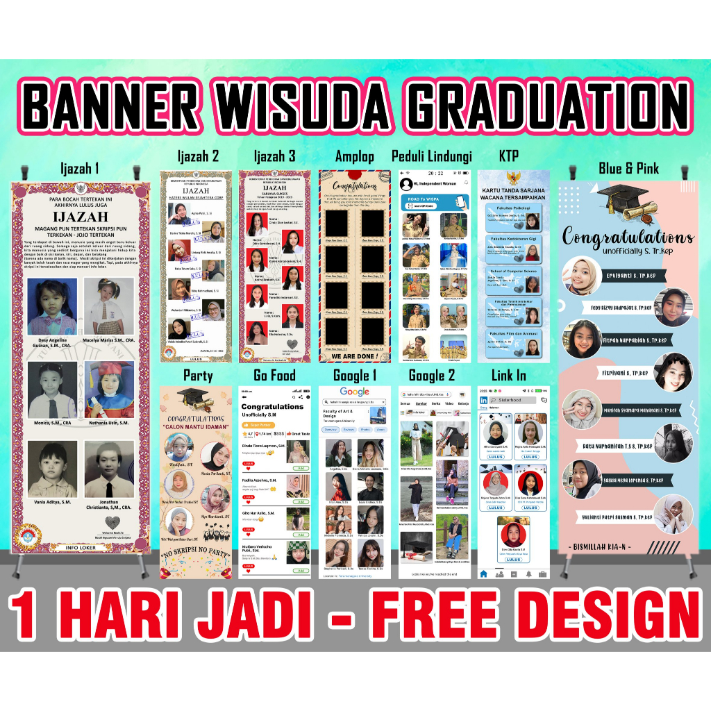 Jual CETAK SPANDUK WISUDA BANNER LULUS KULIAH GRADUATION BANER FREE ...