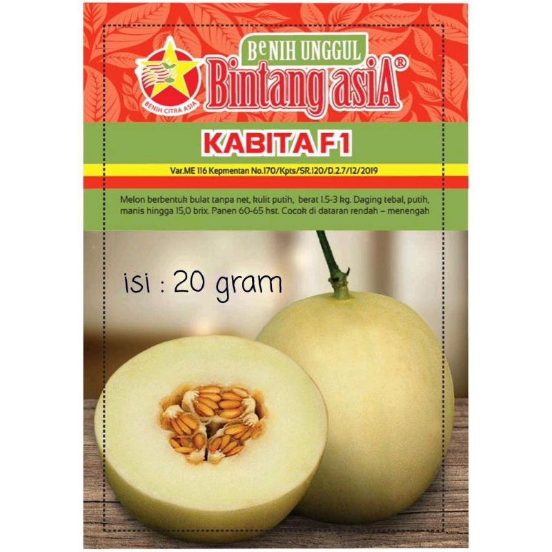 Jual Benih - Bibit Melon isi 20 gr bulat tanpa net kulit putih Kabita ...